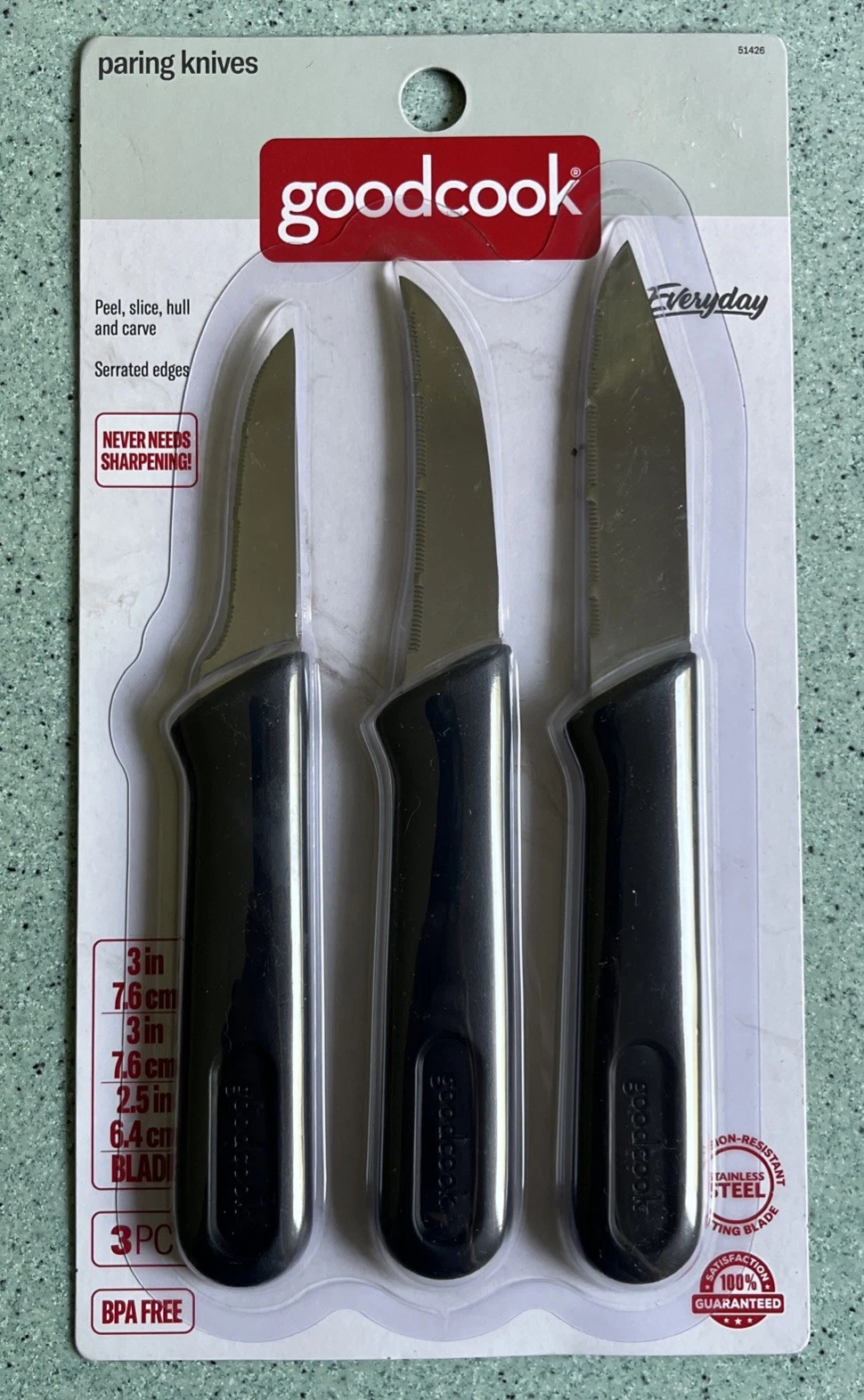 Goodcook 3-Pc Utility Paring Knife Set Kitchen Cutlery Serrated Peel ...
