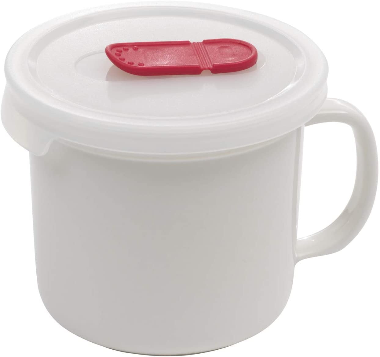 Goodcook Ceramic Mug with Vented lid, 1 Count Pack of 1, White ...