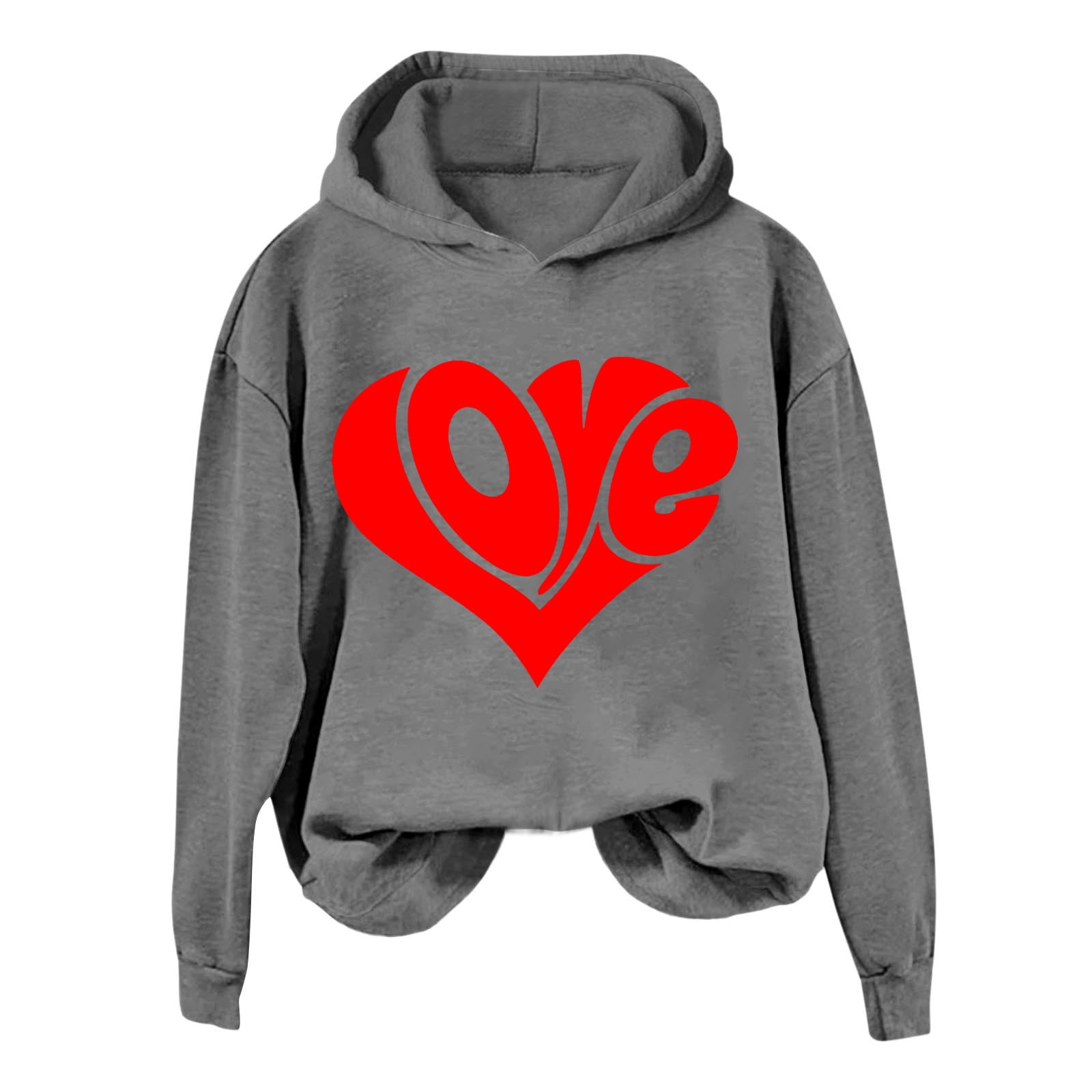 Goodeals Fashion Hoodie Womens Valentine's Day Sweatshirt Love Heart Graphic Pullover Cute ...