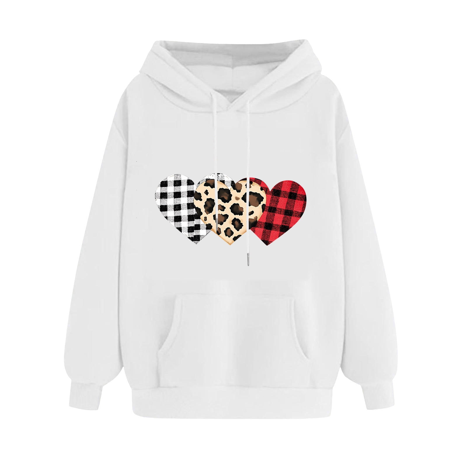 Goodeals Flash Deals,Valentines Hoodies Women Love Heart Graphic Sweatshirts Leopard Heart Print ...