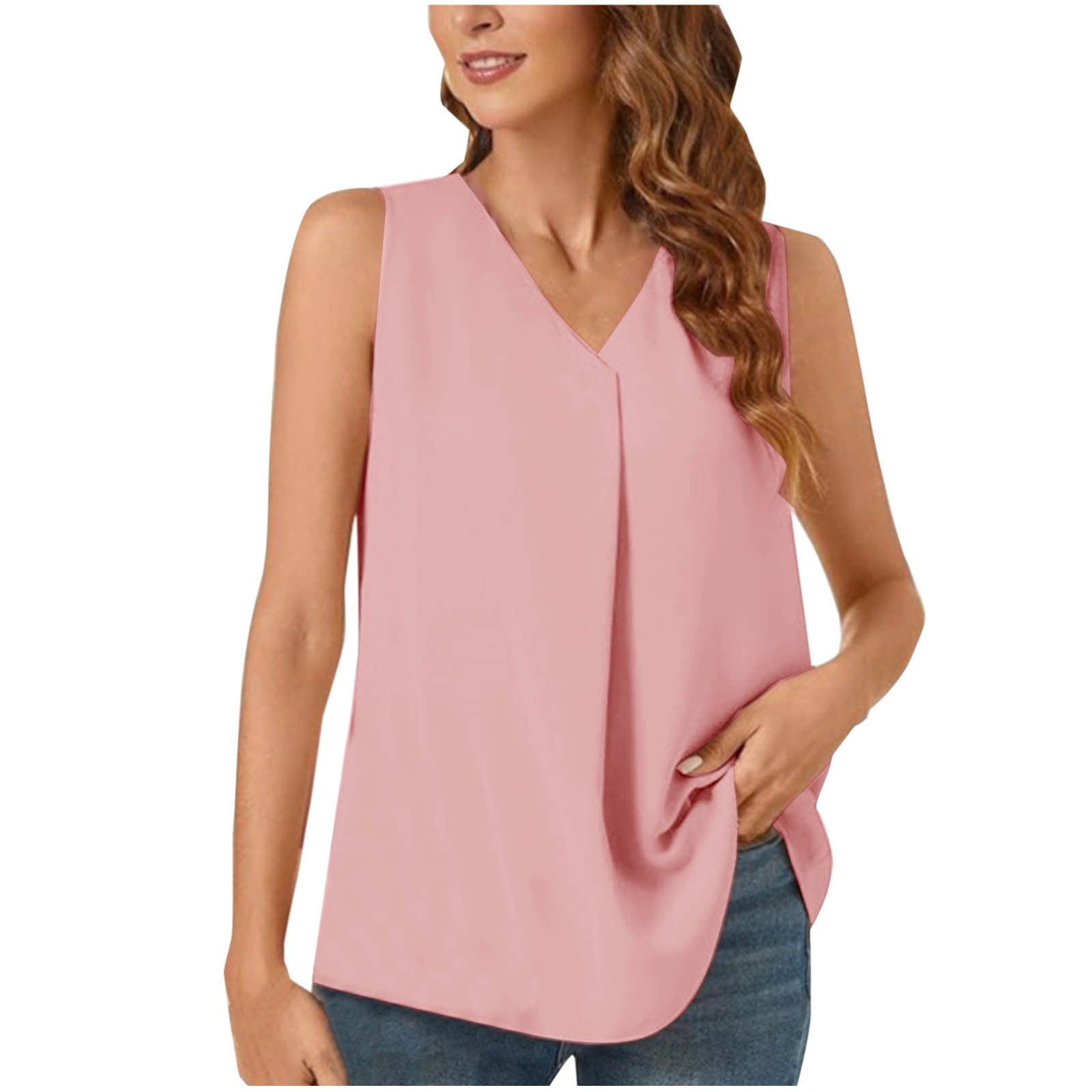 Goodeals Women's Solid Color Tank Tops Casual Flowy Loose Shirts ...