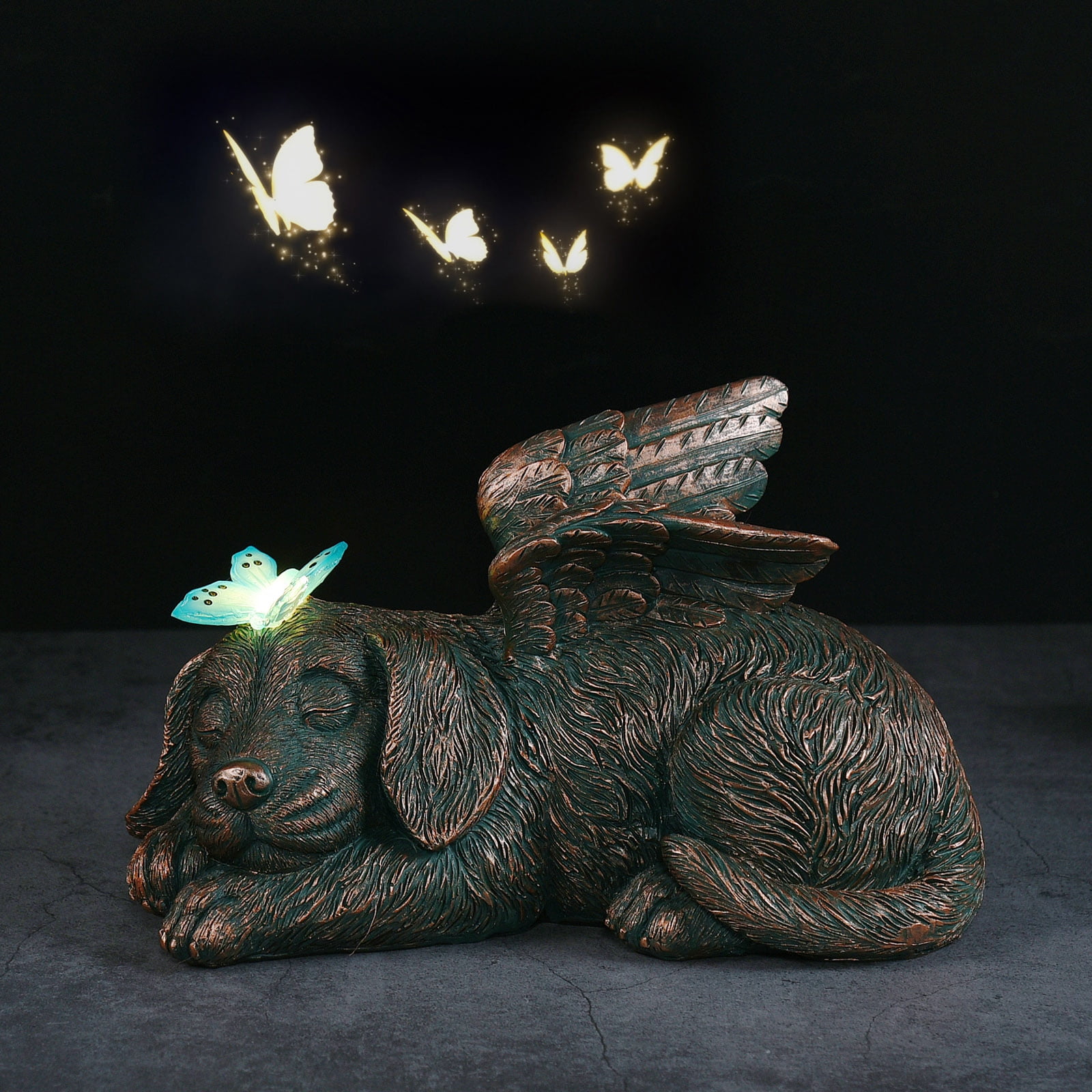 Goodeco Dog Memorial Statue,Puppy Angel Garden Solar Light Dog Memorial ...