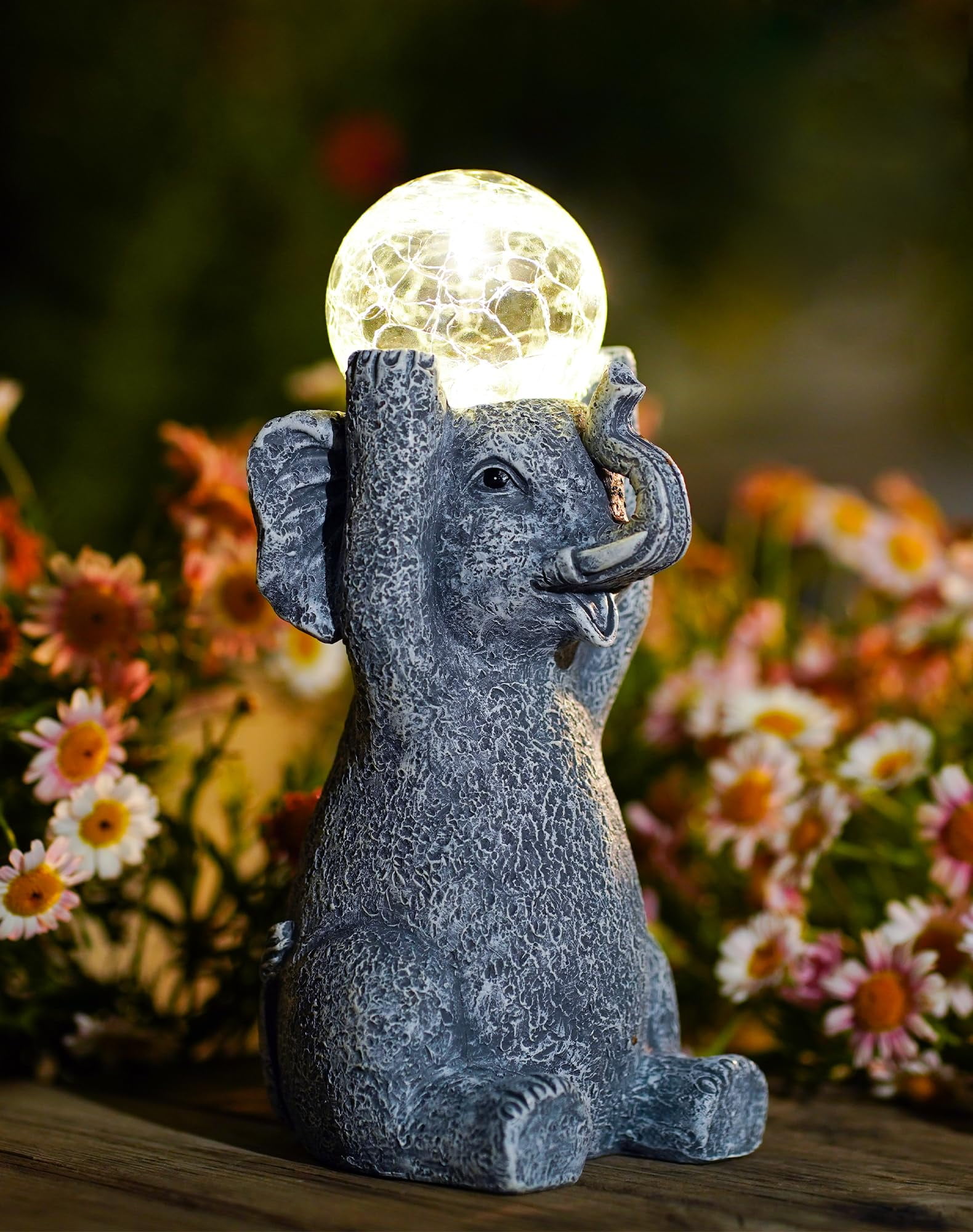 Goodeco Solar Elephant Garden SSF20 Statue - Outdoor Elephant Decor ...
