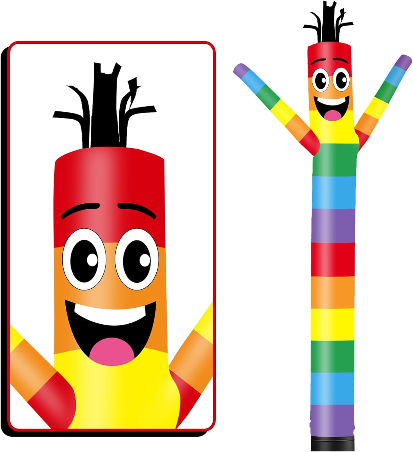 Goodeny Tall Inflatable Tube Man Rainbow Wacky Wavy Dancing Guy, 6ft ...
