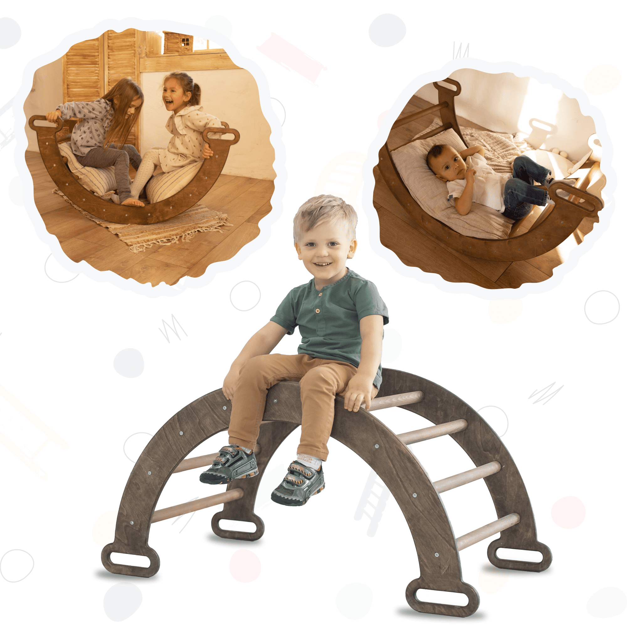 Goodevas Baby Climbing Wooden Arch Rocker Climber - Montessori ...