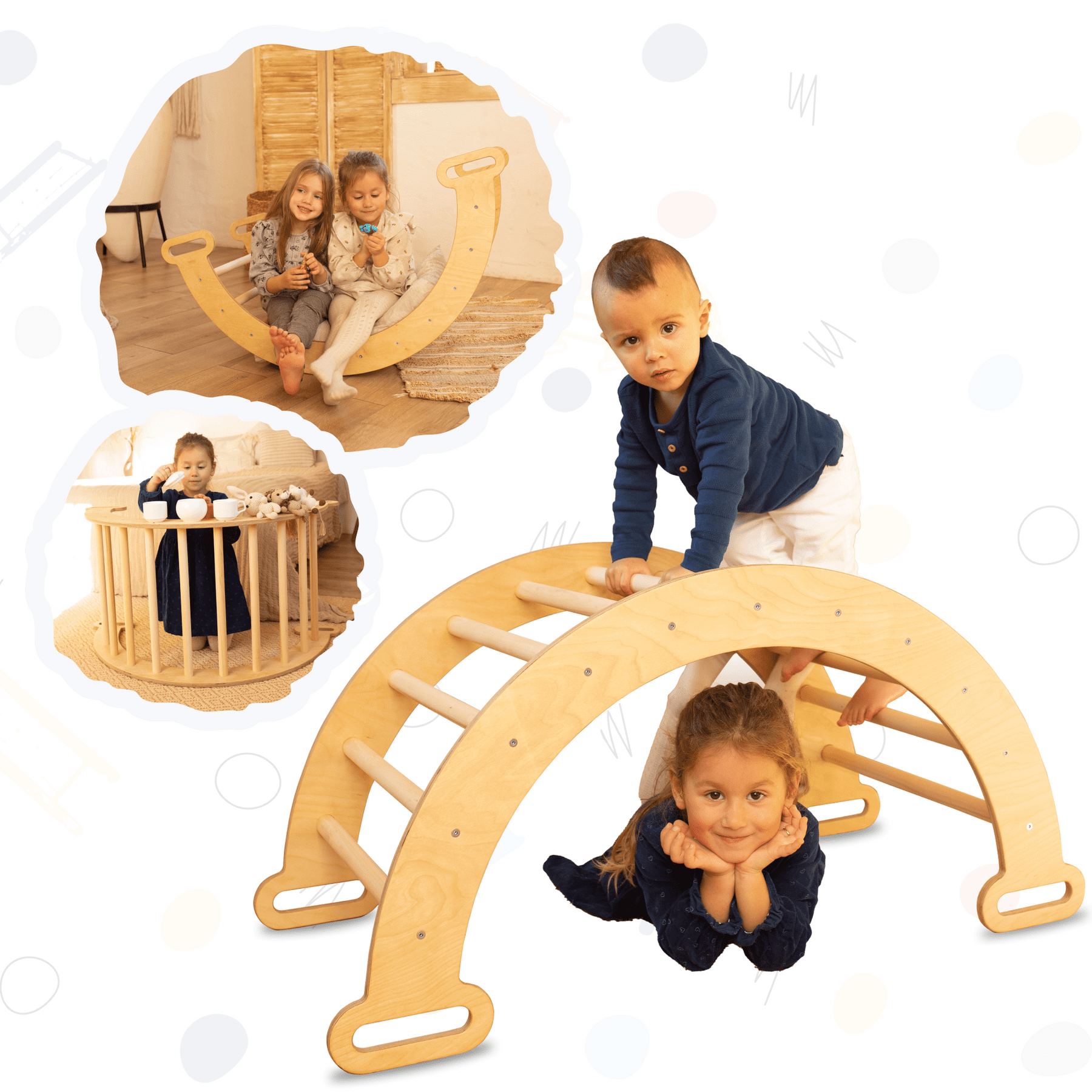Goodevas Montessori Wooden Arch Climber - Indoor/Outdoor Playground for ...