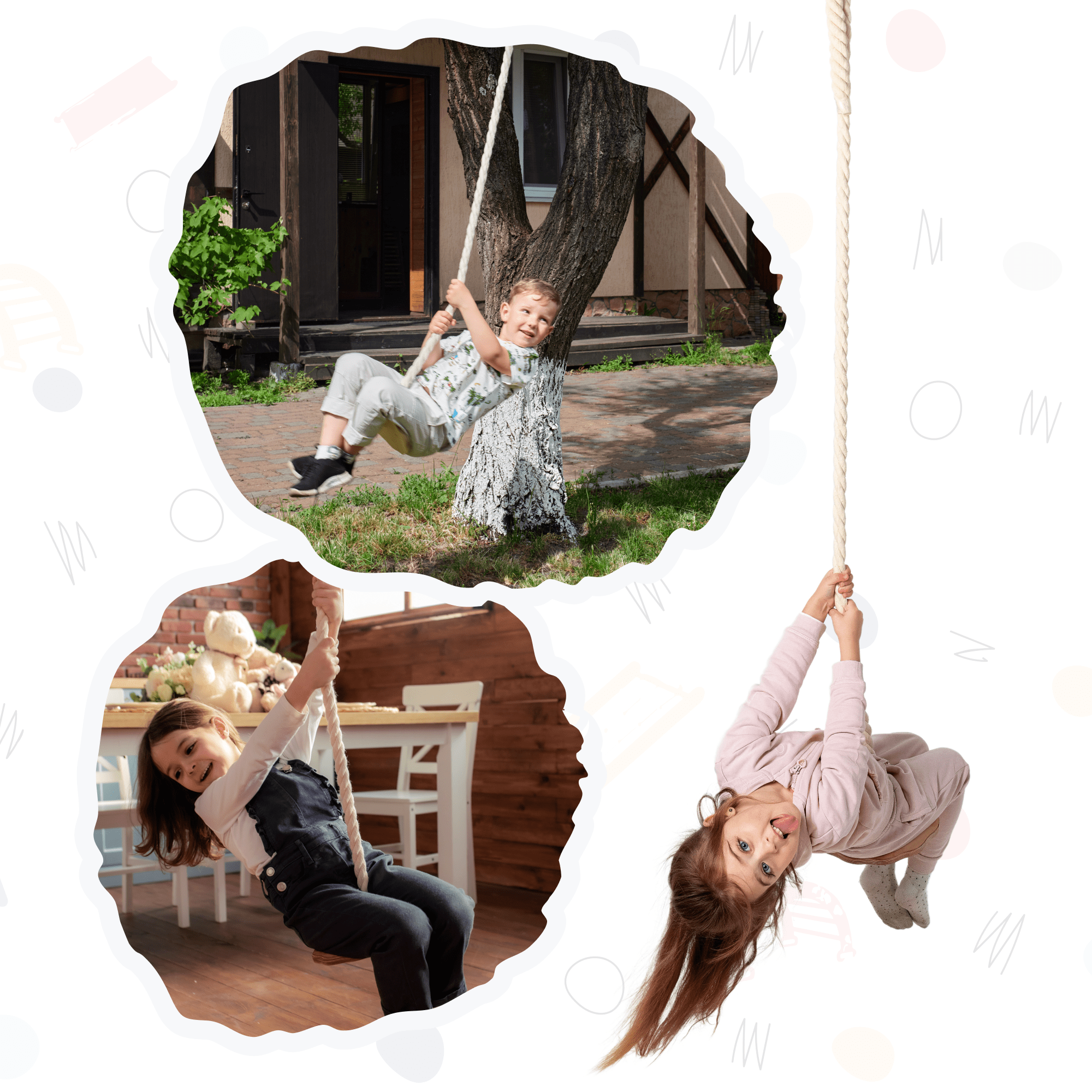 Goodevas Wooden Rope Swing for Kids 3-12 y.o. - Rope Tree Swing with ...