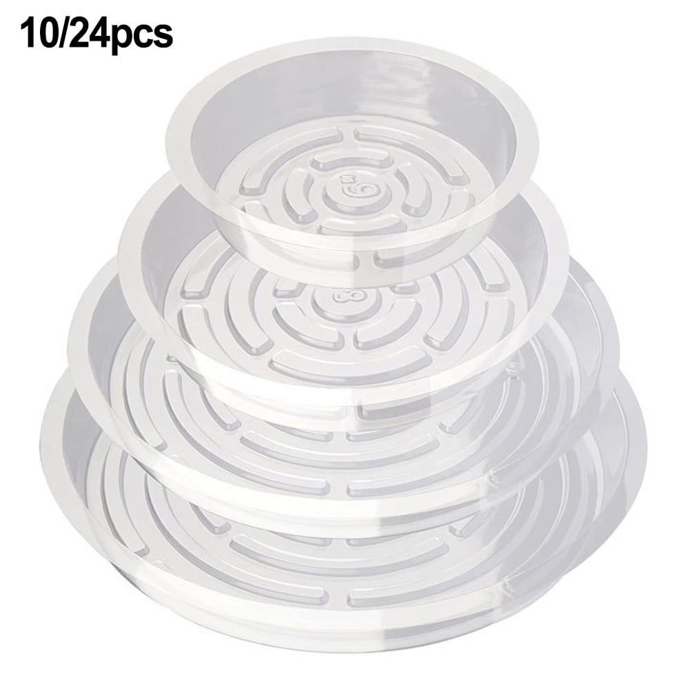 Goodhd 10/24Pcs 6/8/10/12 Inch Clear Plastic Plant Saucers Flower Pot ...