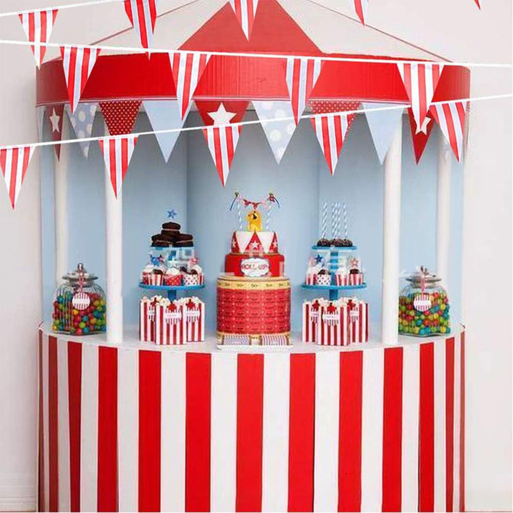 Goodhd 10/30M Carnival Theme Party Decorations Red And White Striped ...