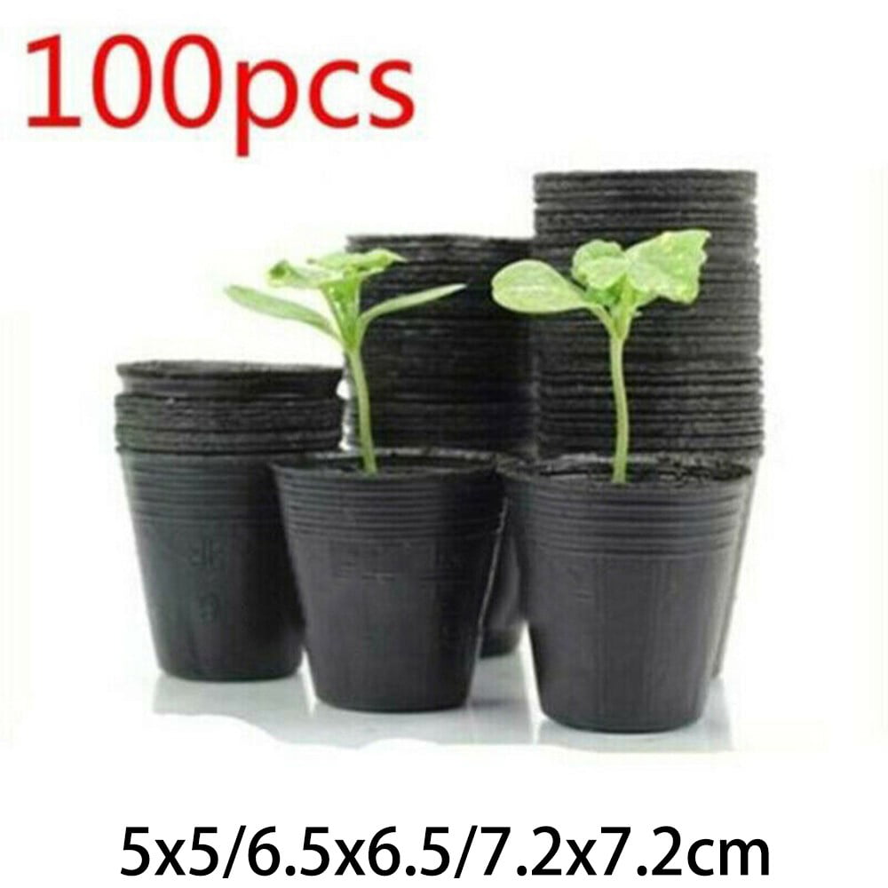 Goodhd 100Pcs Garden Plastic Plants Nursery Pot Pots Flower Plant ...