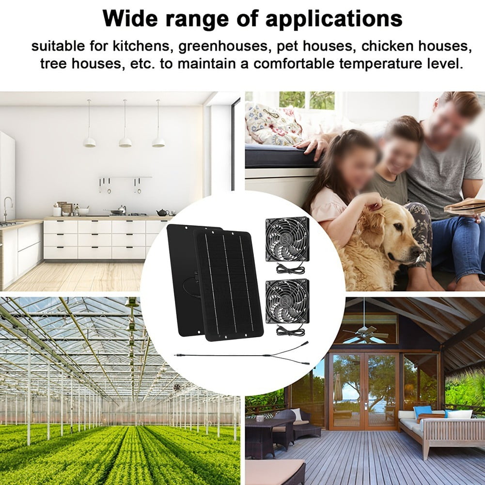 Goodhd 40W Solar Panel Fan Solar Powered Exhaust Fan Greenhouse Pet ...