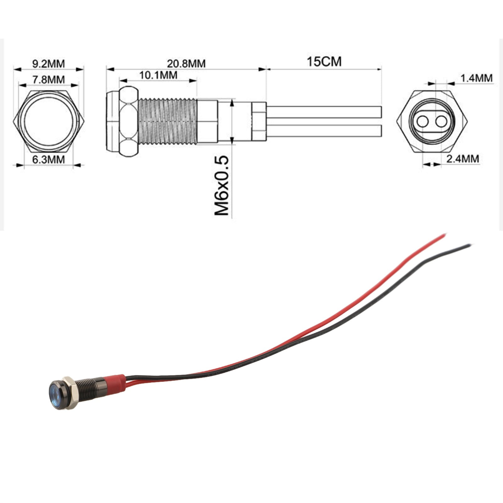 Goodhd 4Pcs 6Mm Indicator Light 12-24V Waterproof Signal Light Metal ...
