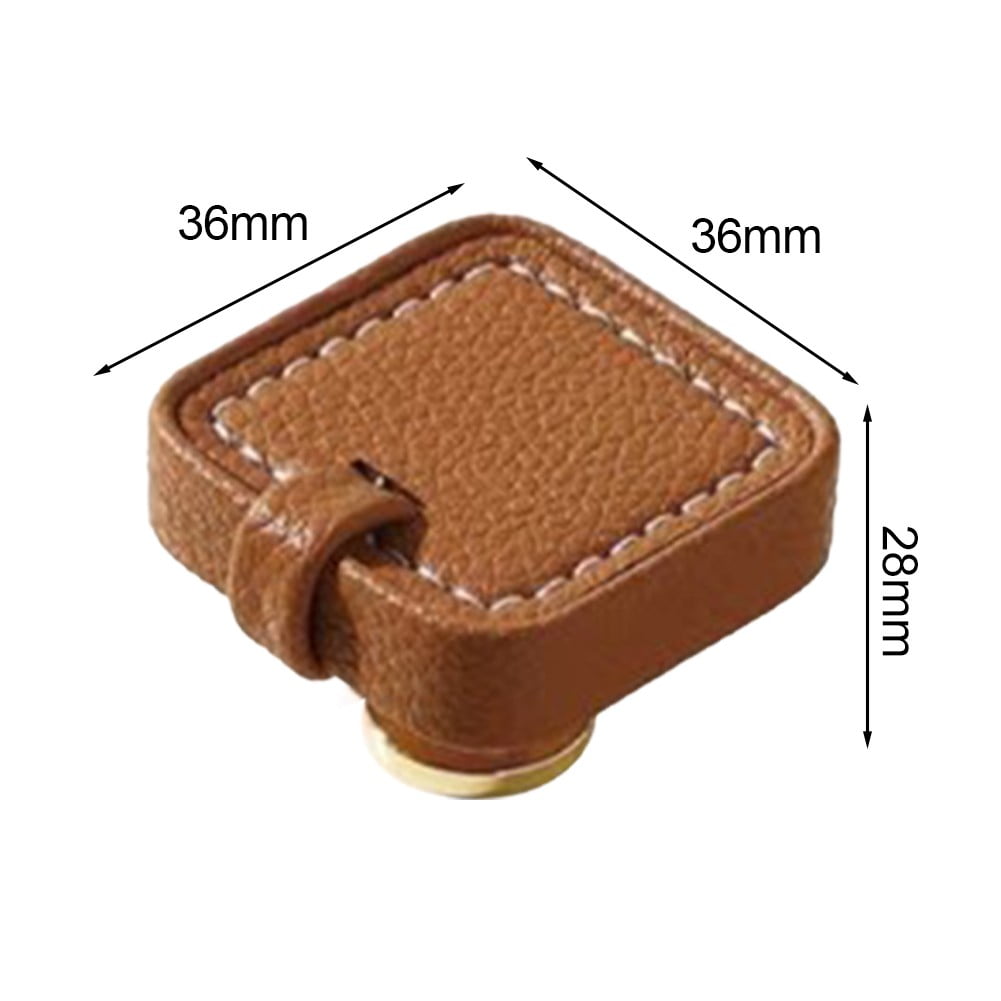 Goodhd 5 Pack Brown Leather Drawer Pulls Round Leather Handles Cabinet ...