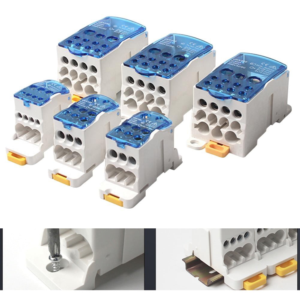 Goodhd 80A ~500A Power Junction Box Distribution Terminal Block Connector Din Rail Blue-250A ...