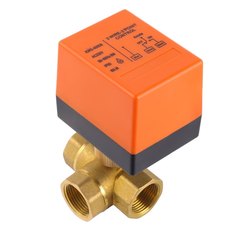Goodhd Ac220V Brass Electric Ball Valve Three Wire Two Control 3-Way Solenoid Valve-Dn25 ...