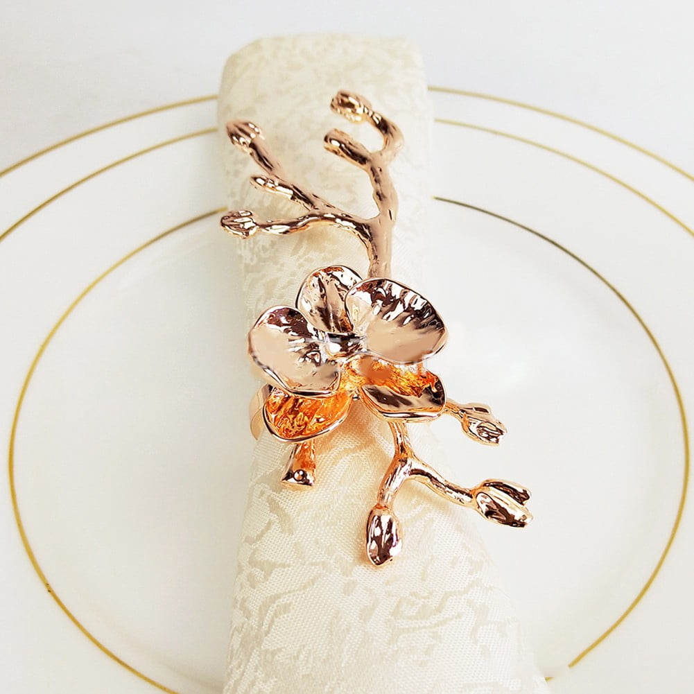 Goodhd Charming Orchid Napkin Rings: Alloy Table Decor For Memorable ...