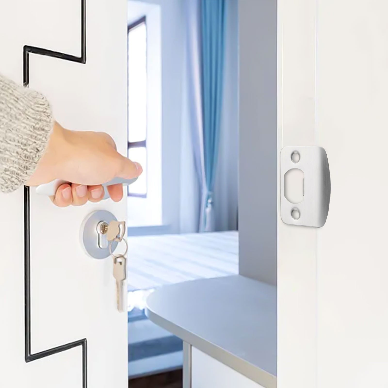 Goodhd Door Lock Strike Plate With Spacer Shim Door Security Lock ...