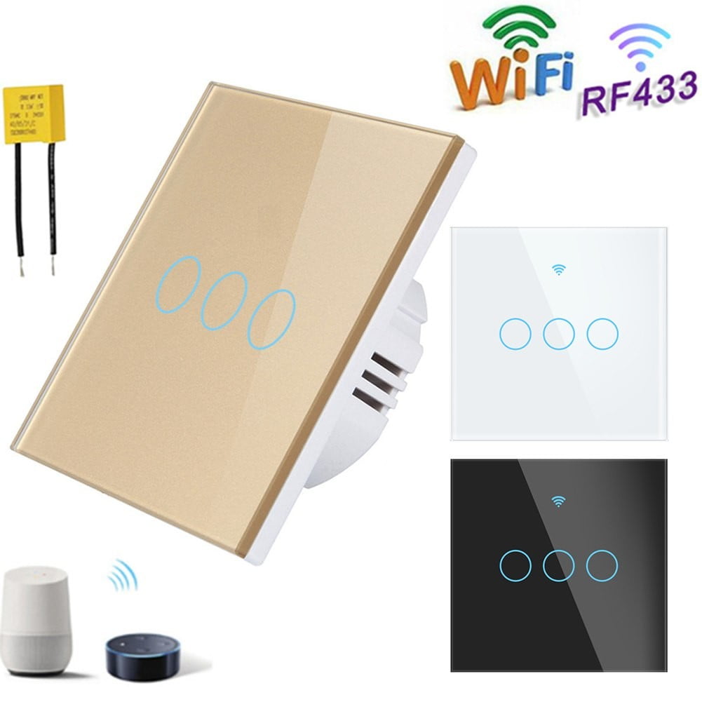 Goodhd For Tuya Smart Light Switch 3 Gang, Wifi Smart Touch Wall Switch ...