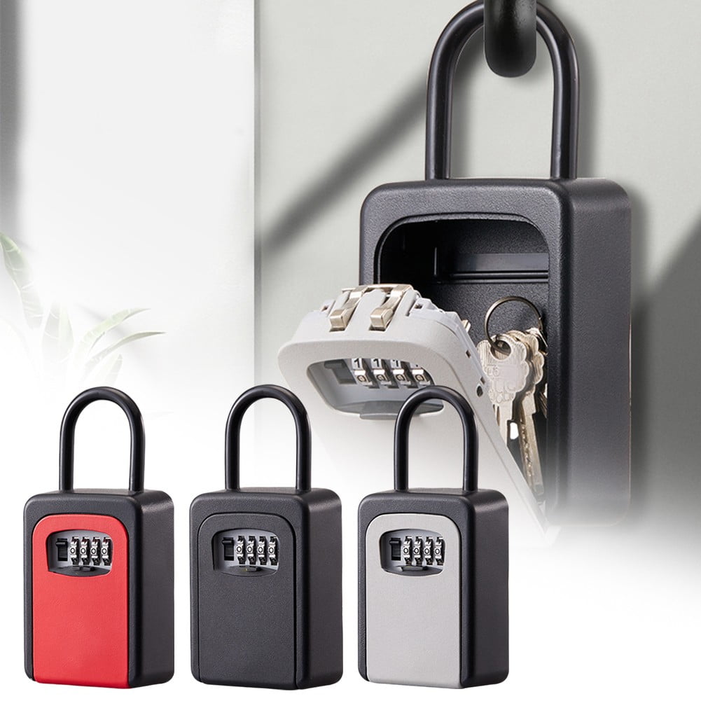 Goodhd Key Safe Lock Box Outdoor Key Lock Box Storage Key Full Metal Storage Jar-Black - Walmart.com