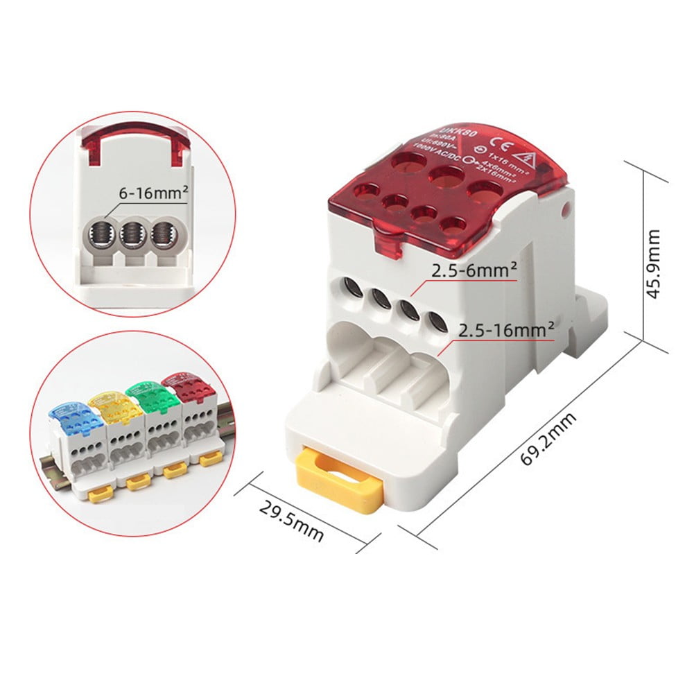 Goodhd Power Junction Box Distribution Terminal Block Connector DIN ...