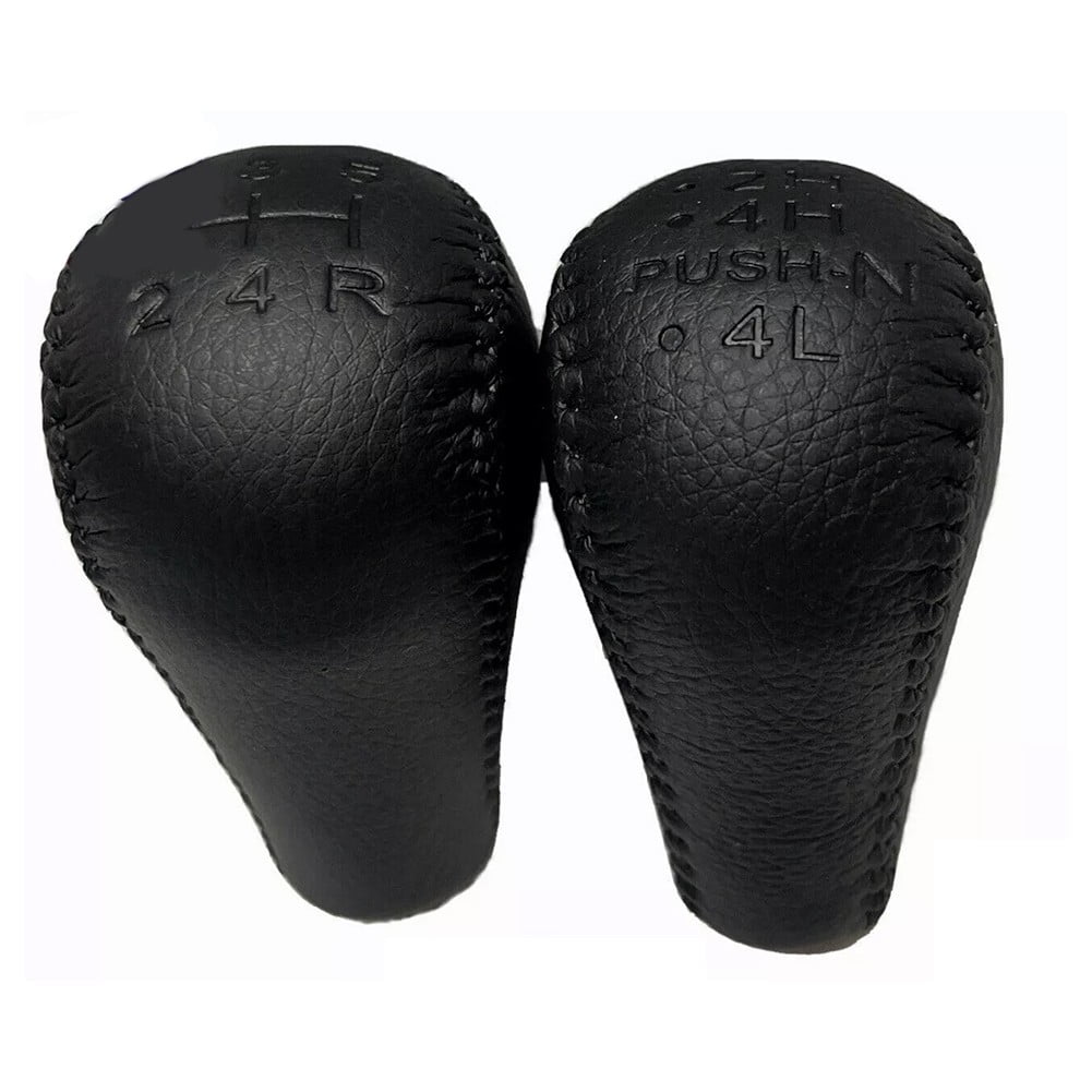 Goodhd Set Of 2 Black Leather Transfer Case & Gear Shift Knobs For ...