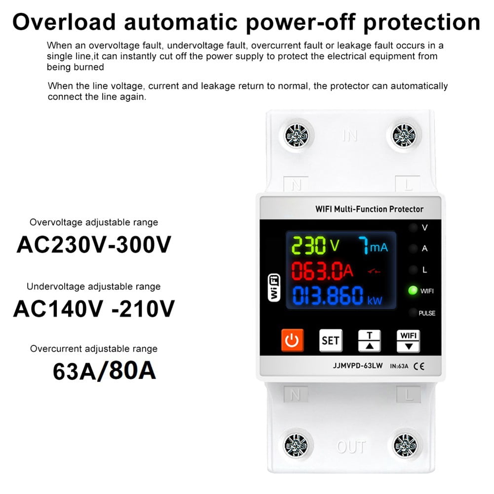Goodhd Smart Circuit Breaker Energy Meter Leakage Protection Two Relay ...