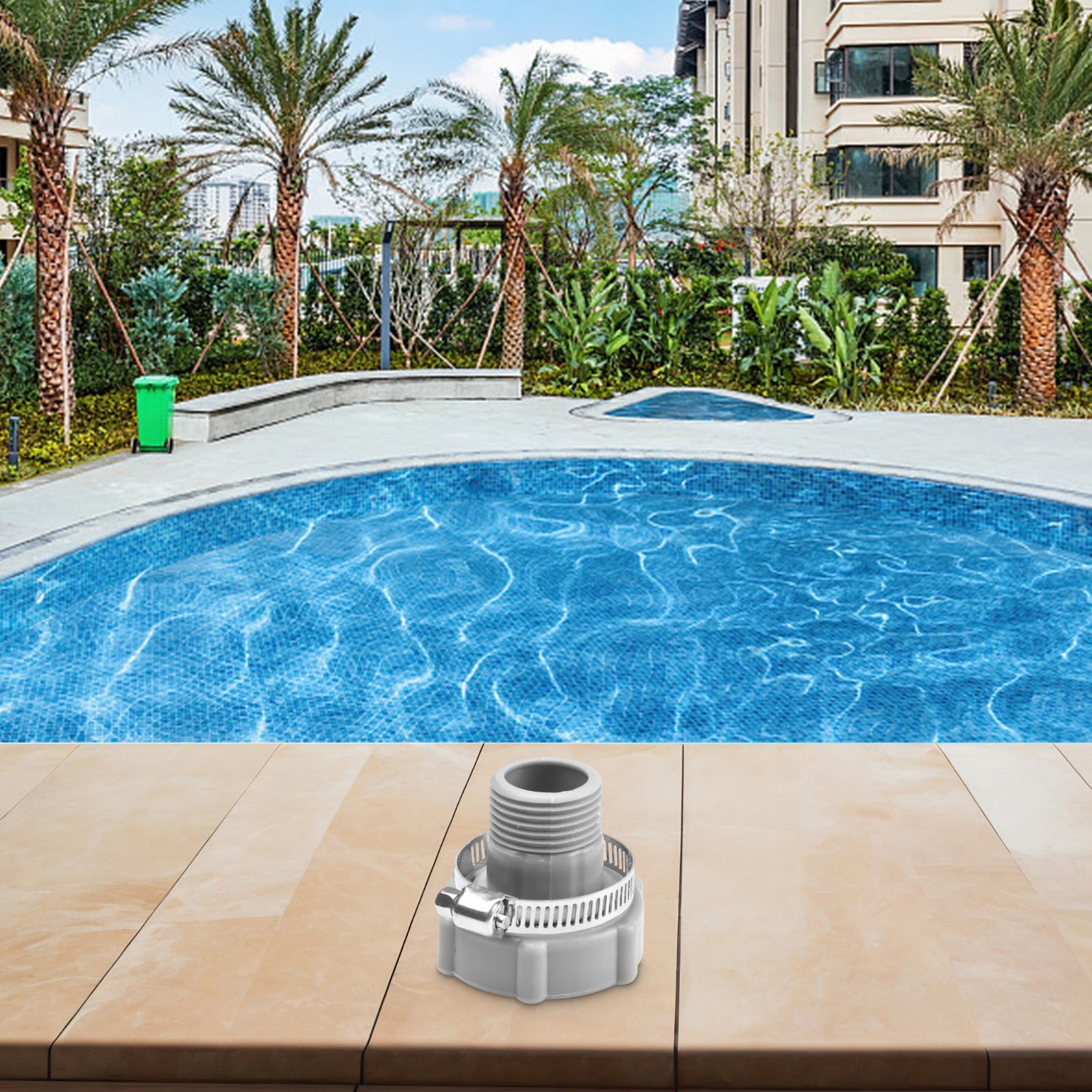 Goodhd Swimming Pool Drain Connector Hose Adapter With Clamp For ...