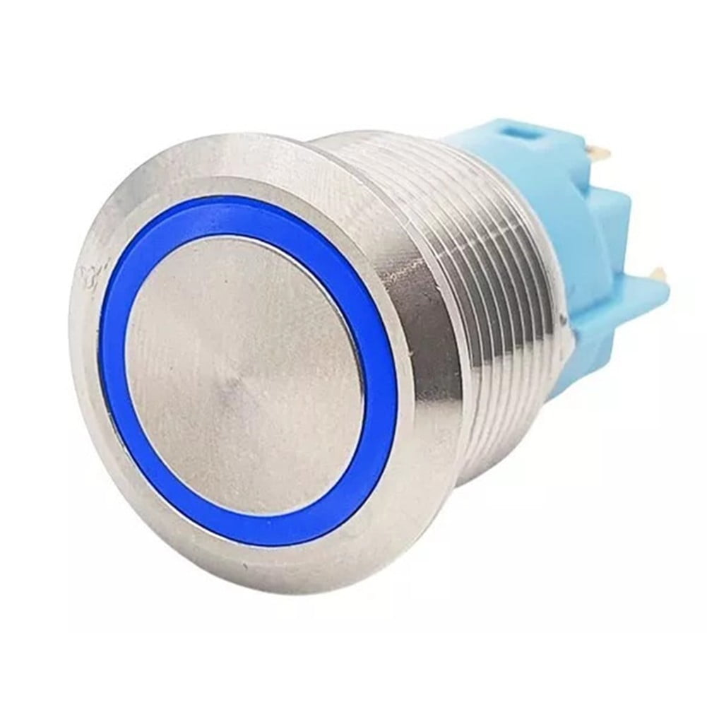 Goodhd Switch Push Button Latching On/Off12V 19Mm No/Nc Ip67 Blue Ring ...