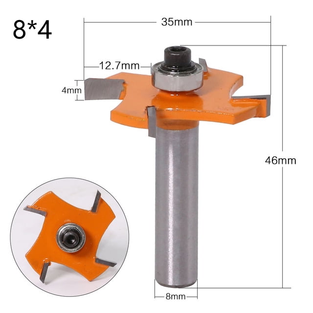 Goodhd T type Router Bit 8mm Shank Wood Milling Cutter with Bearing for ...