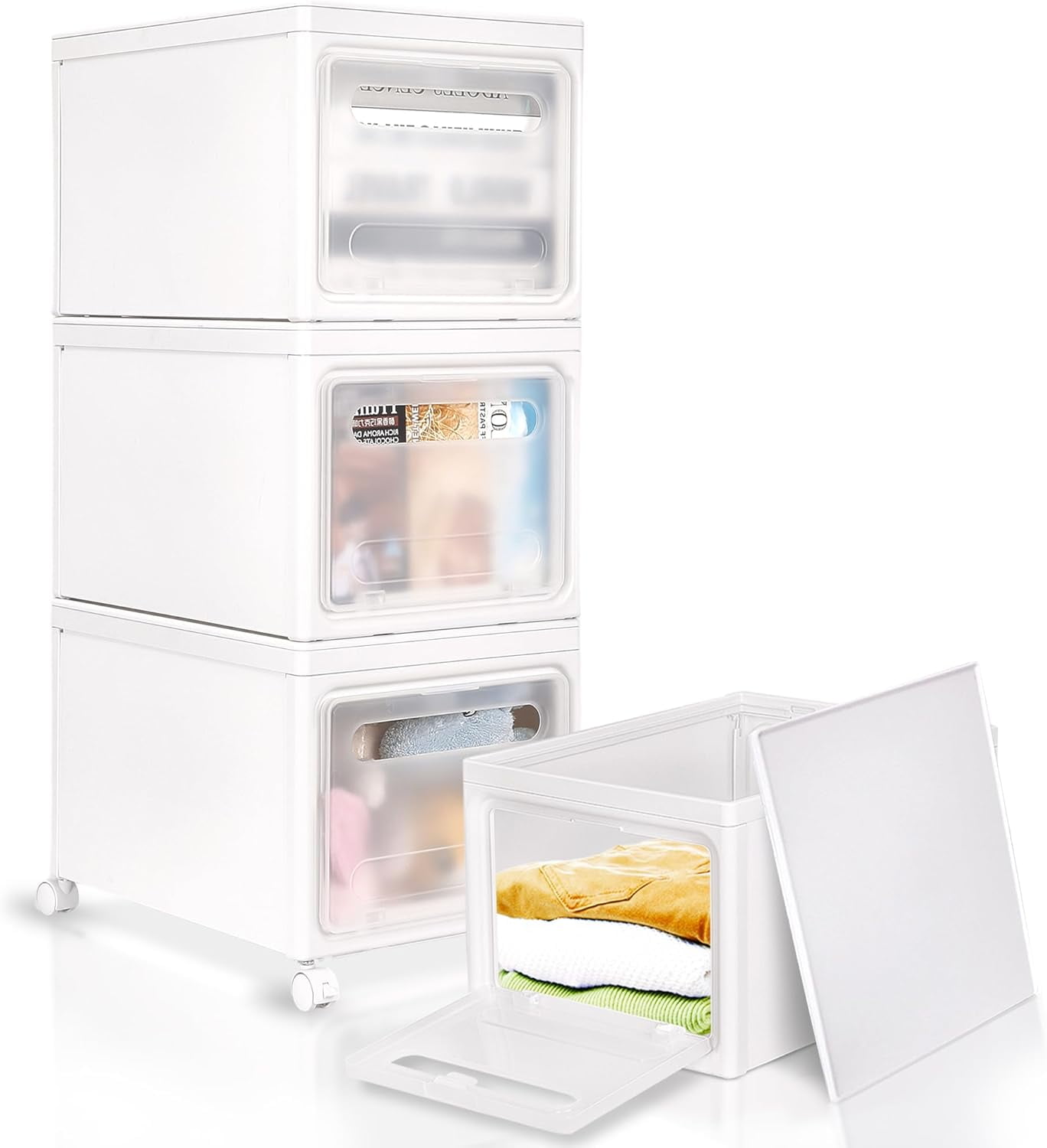 Goodies Lab Stackable Plastic Storage Bin Drawers 3 Tier, Stackable ...