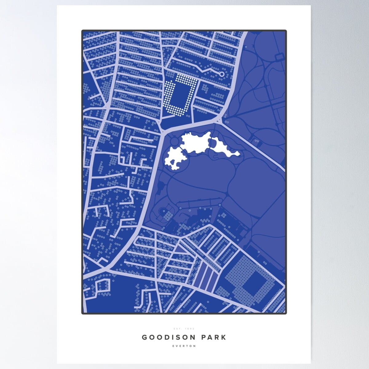 Goodison Park Stadium Dotted Map - Everton Football Club Poster Wall ...