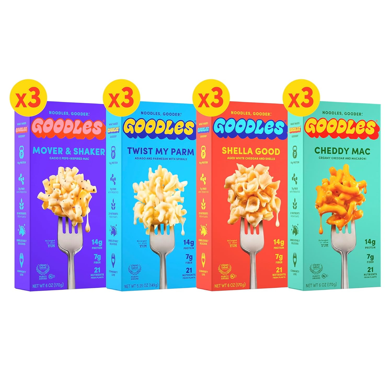 Goodles Mac & Cheese Assortment 12 Pack, 6oz - 14g Protein, 6g Fiber ...