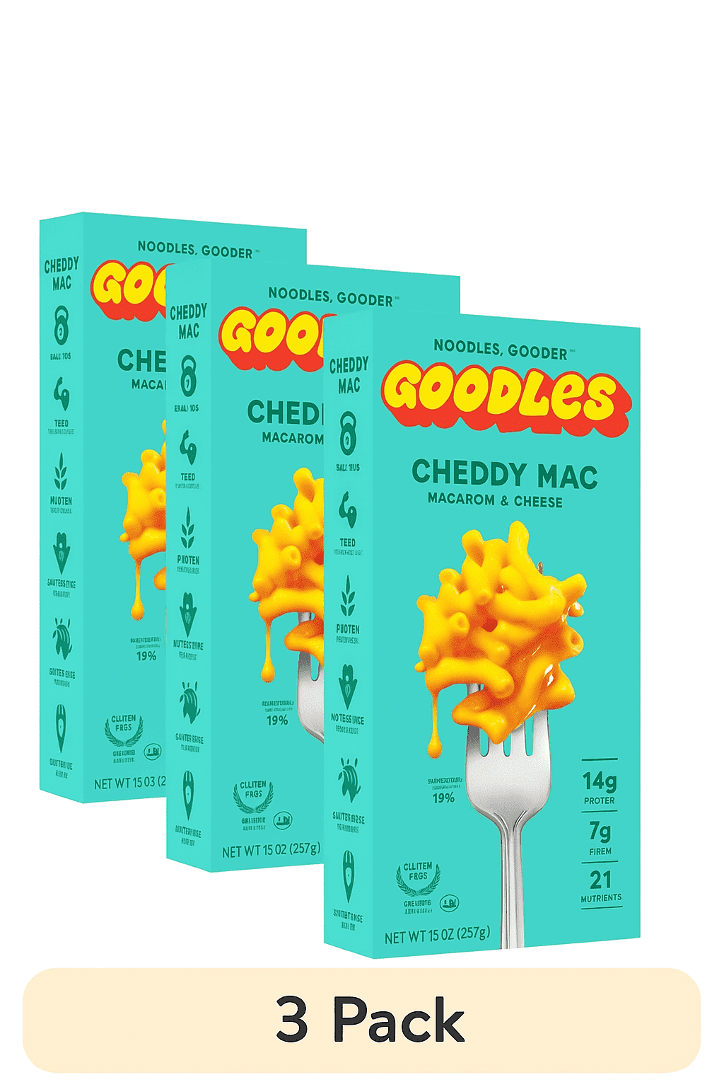 Goodles Mac & Cheese Cheddy Mac Noodles, Cheddar, Ziti, Shelf-Stable, 6 oz, Pack of 3 - Walmart.com