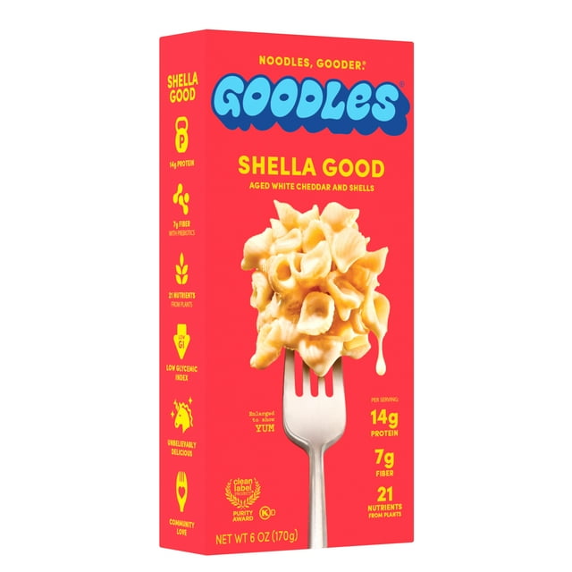 Goodles Mac & Cheese Shella Good Noodles, Cheddar, Shells, 6 oz; Brand ...