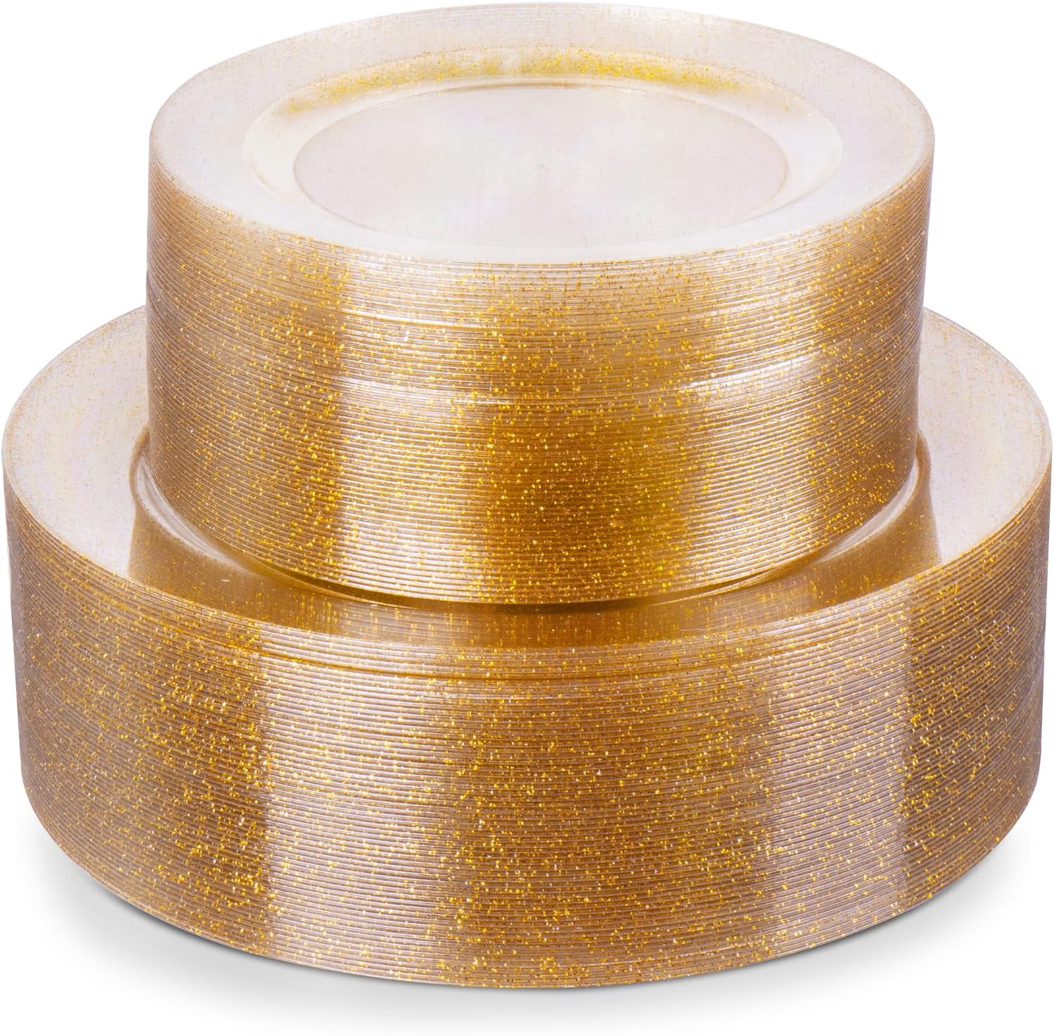 Goodluck 120PCS Gold Plastic Plates, Disposable Gold Glitter Plates ...