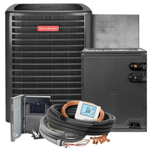 Goodman 13.8+ SEER2 Condenser AC Unit & 24.5" Vertical Evaporator Cased ...