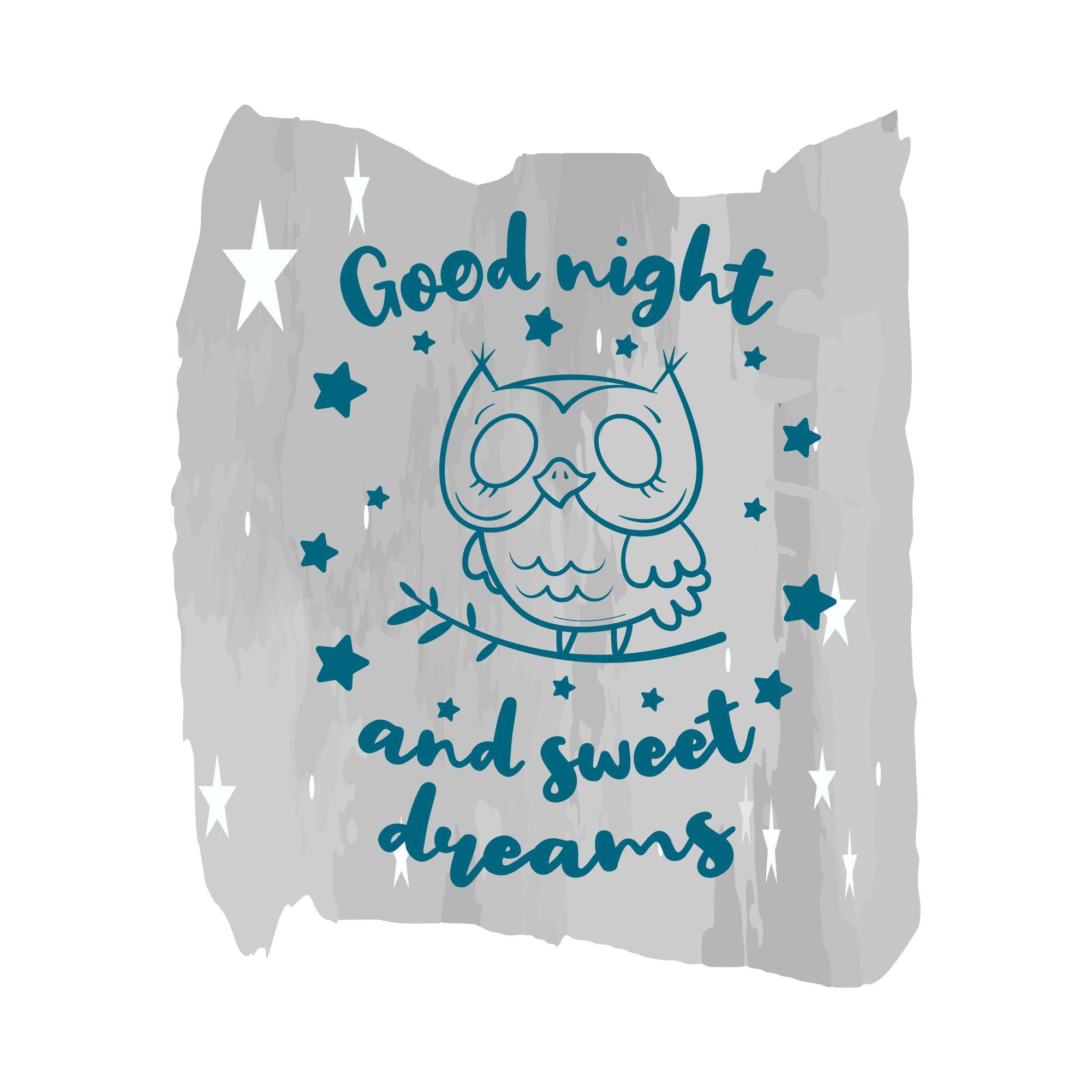 Goodnight And Sweet Dreams Cute Owl Sleeping Kids Room Wall Design Wall ...