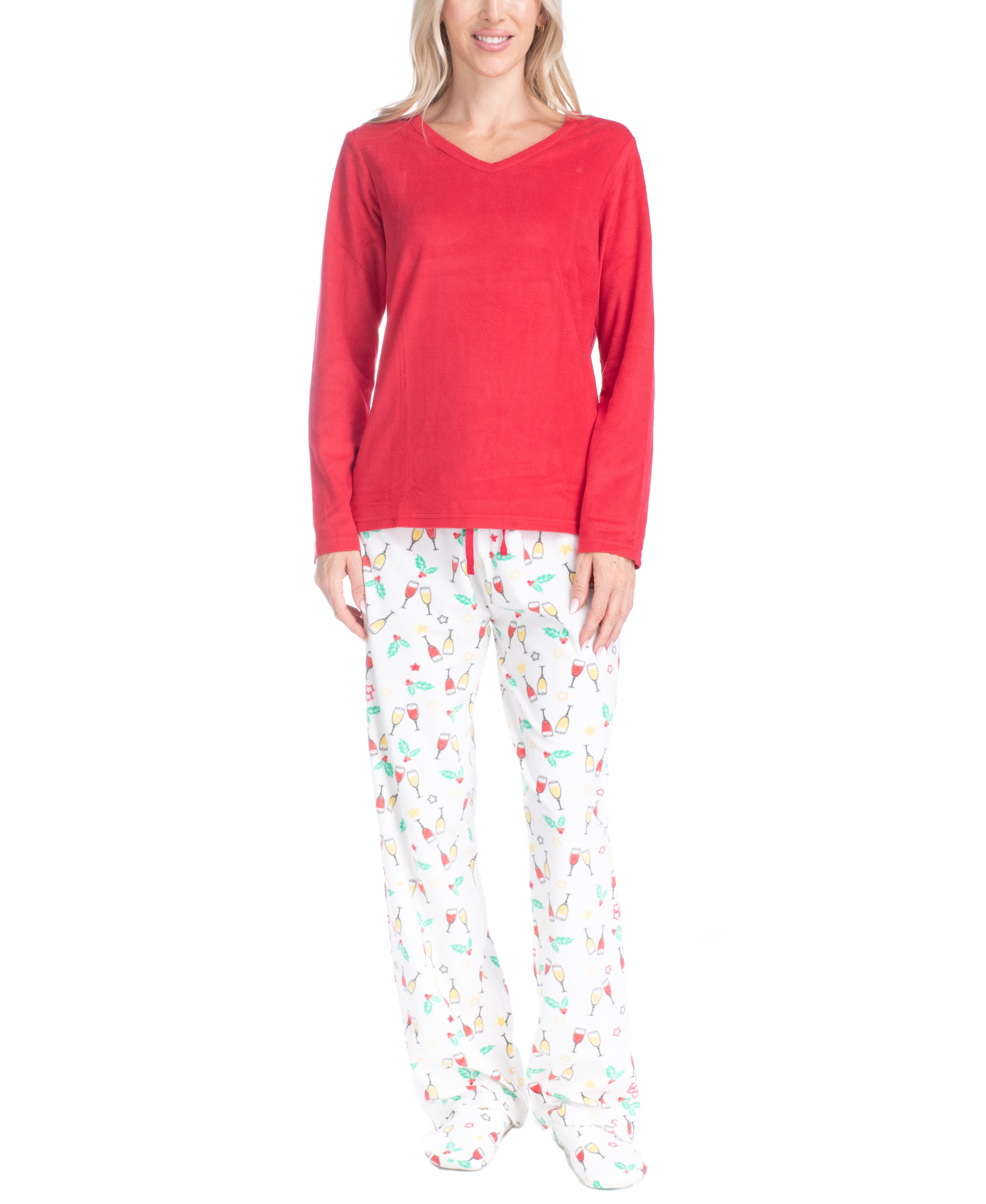 Goodnight Kiss Cozy Up 3 Piece Pajama Set, Long Sleeve T-Shirt and Sleep Pant with Slippers ...