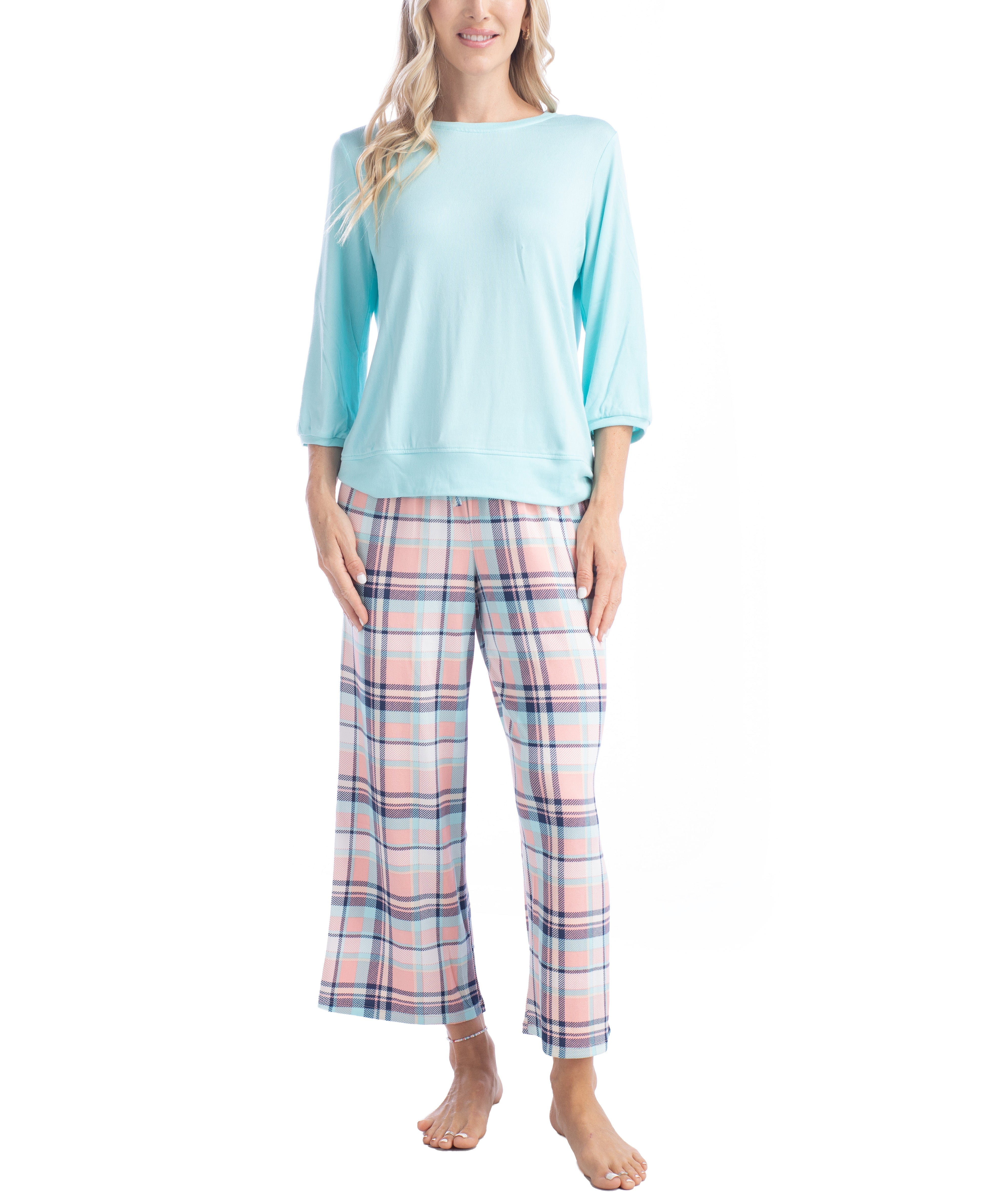 Goodnight Kiss Women's Fall Fable Pajama Set, Butter Knit 3/4 Sleeve ...