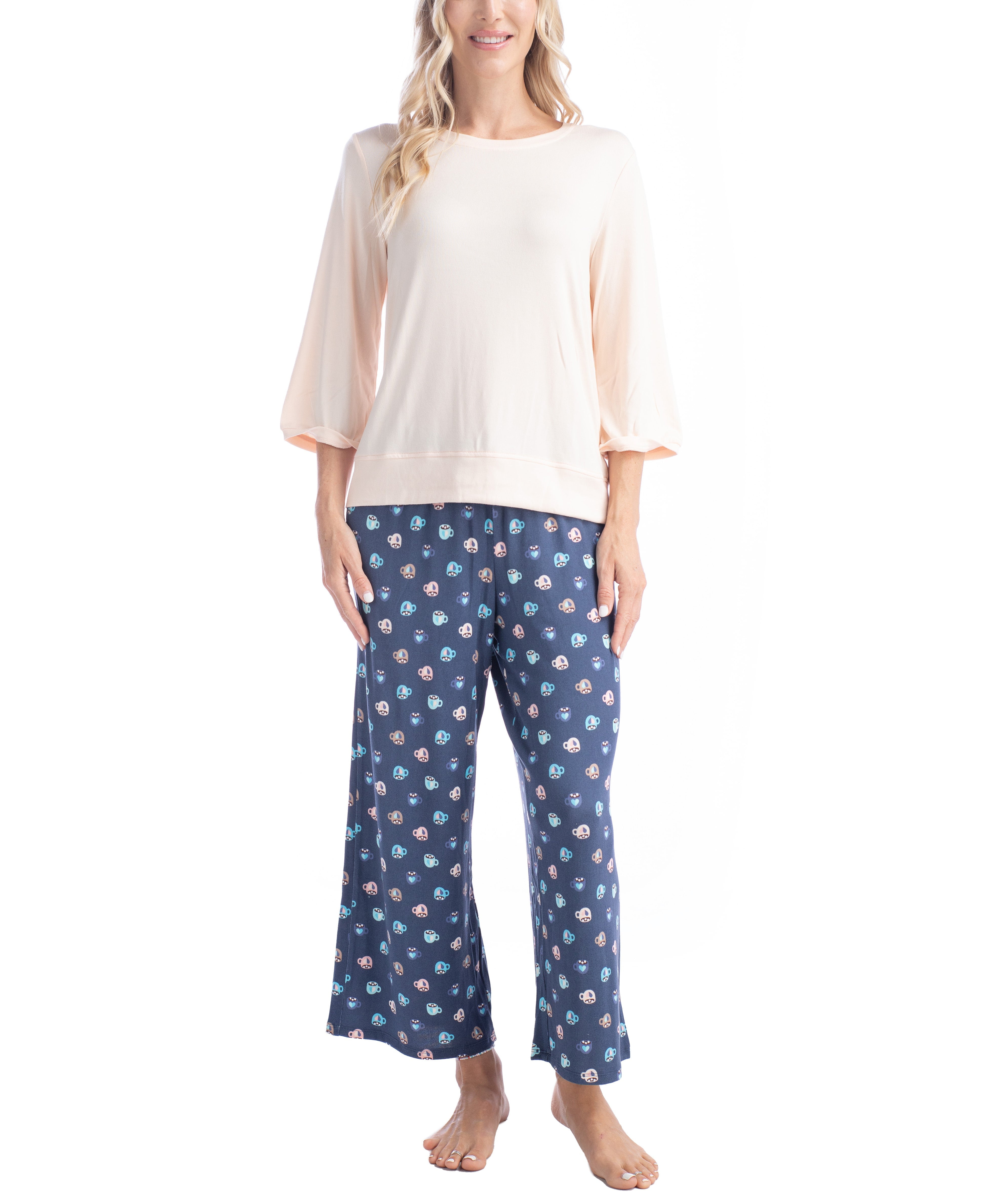 Goodnight Kiss Women's Fall Fable Pajama Set, Butter Knit 3/4 Sleeve ...