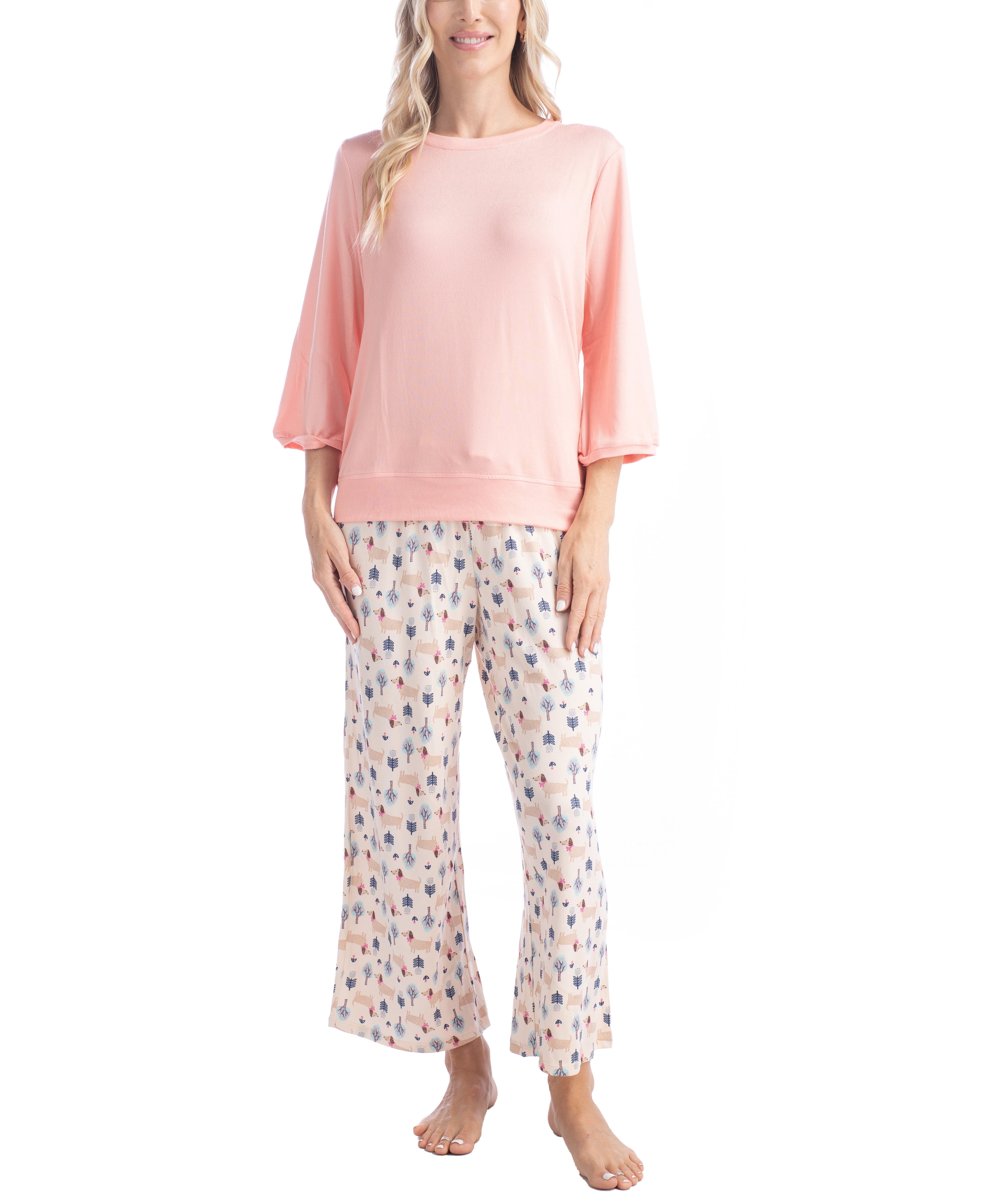 Goodnight Kiss Women's Fall Fable Pajama Set, Butter Knit 3/4 Sleeve ...