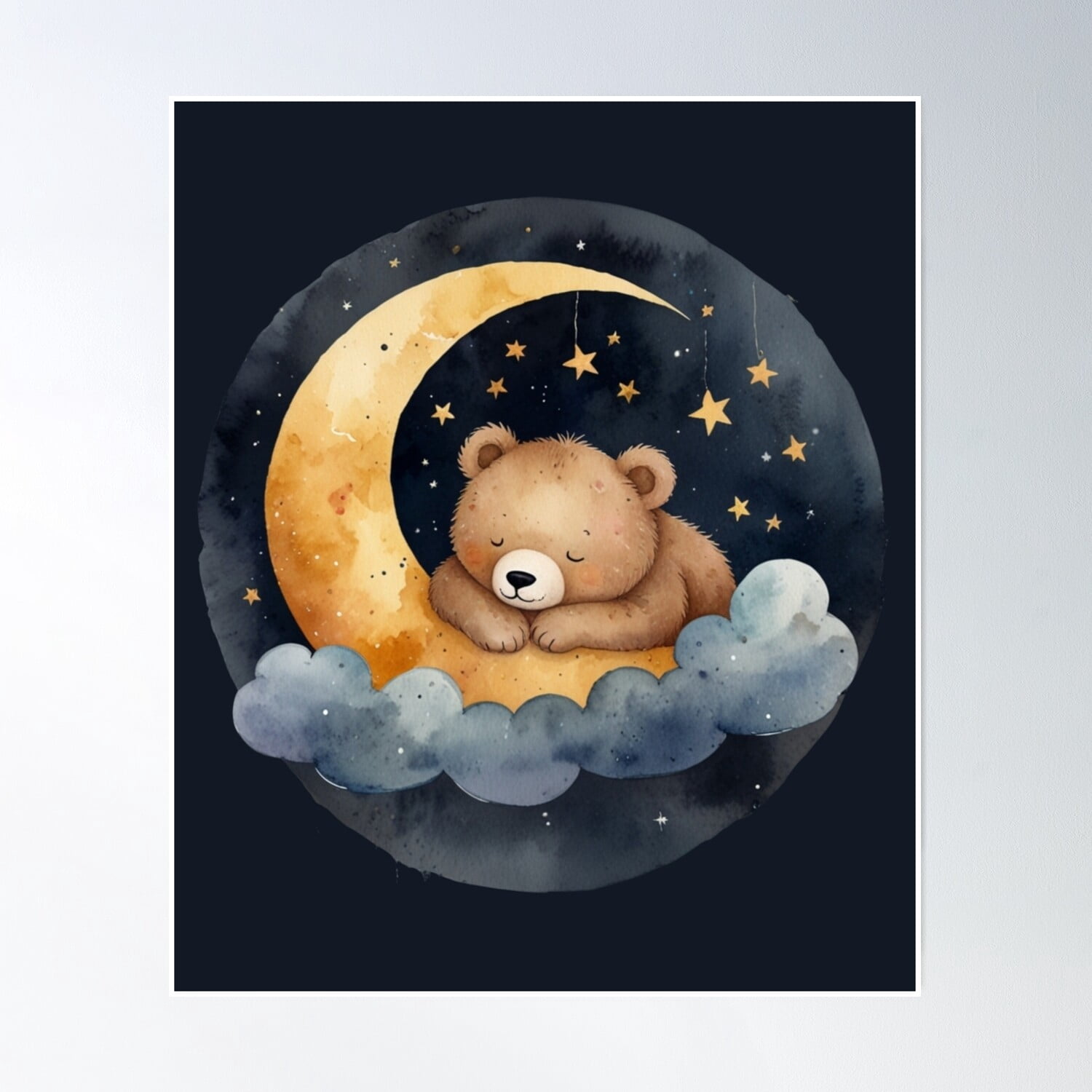 Goodnight Moon: Sleepy Bear (Blue Background) Poster Wall Art, Modern ...