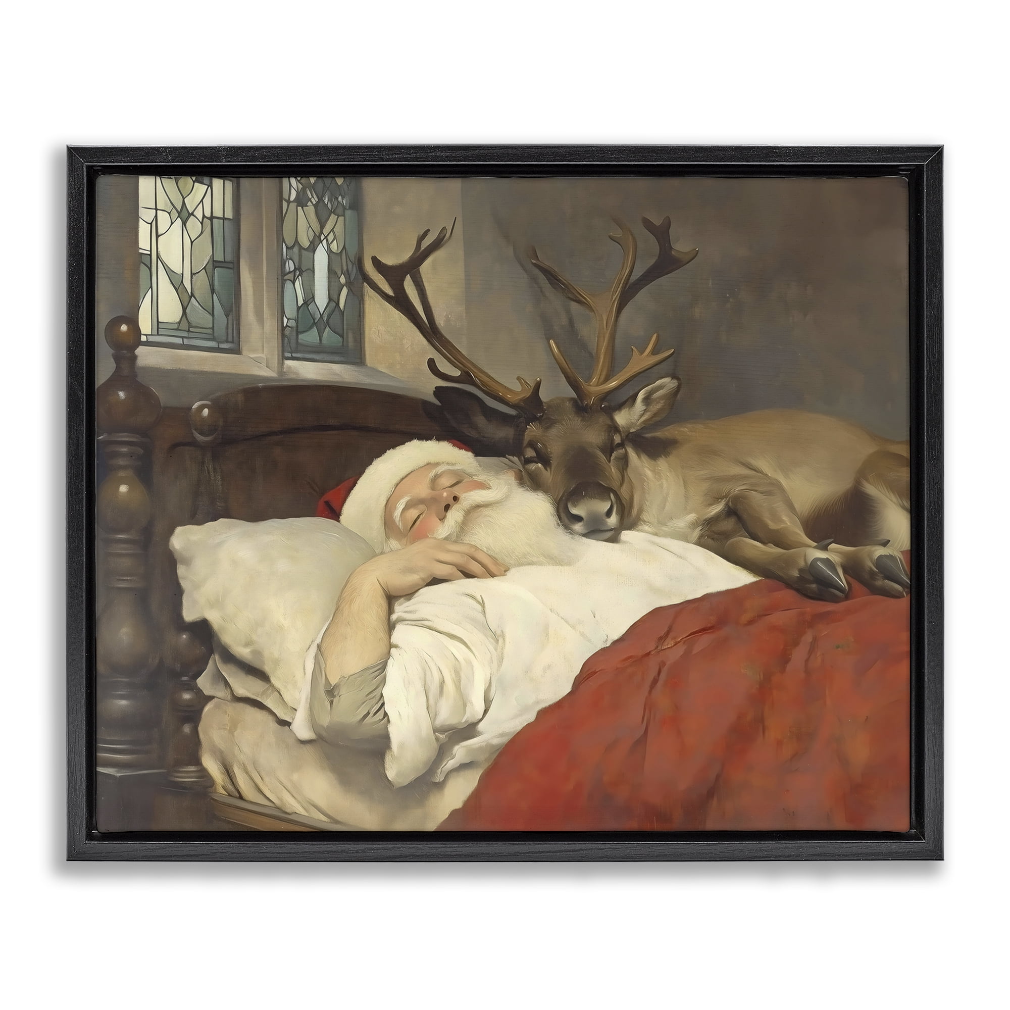 Stupell Industries Goodnight Santa & Reindeer Black Framed Floater ...