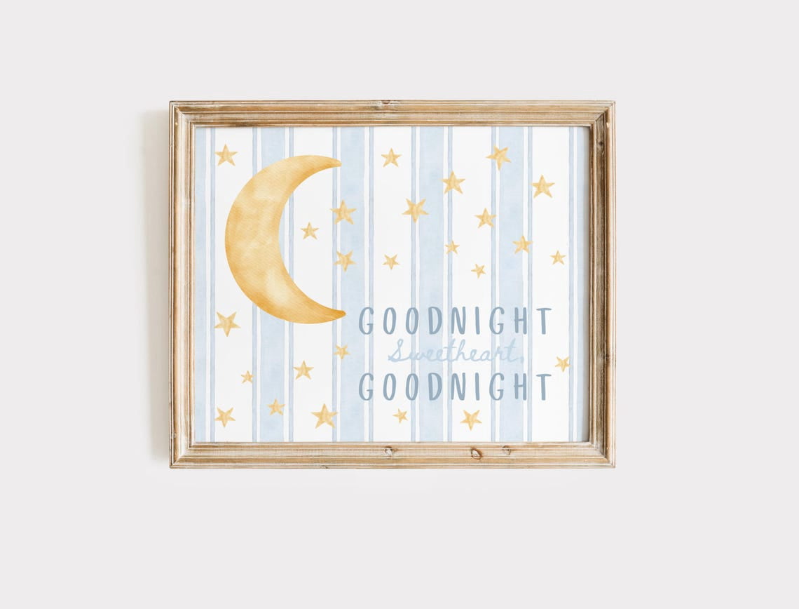 Goodnight Sweetheart Goodnight Nursery Wall Art Print, Baby Nursery Art ...