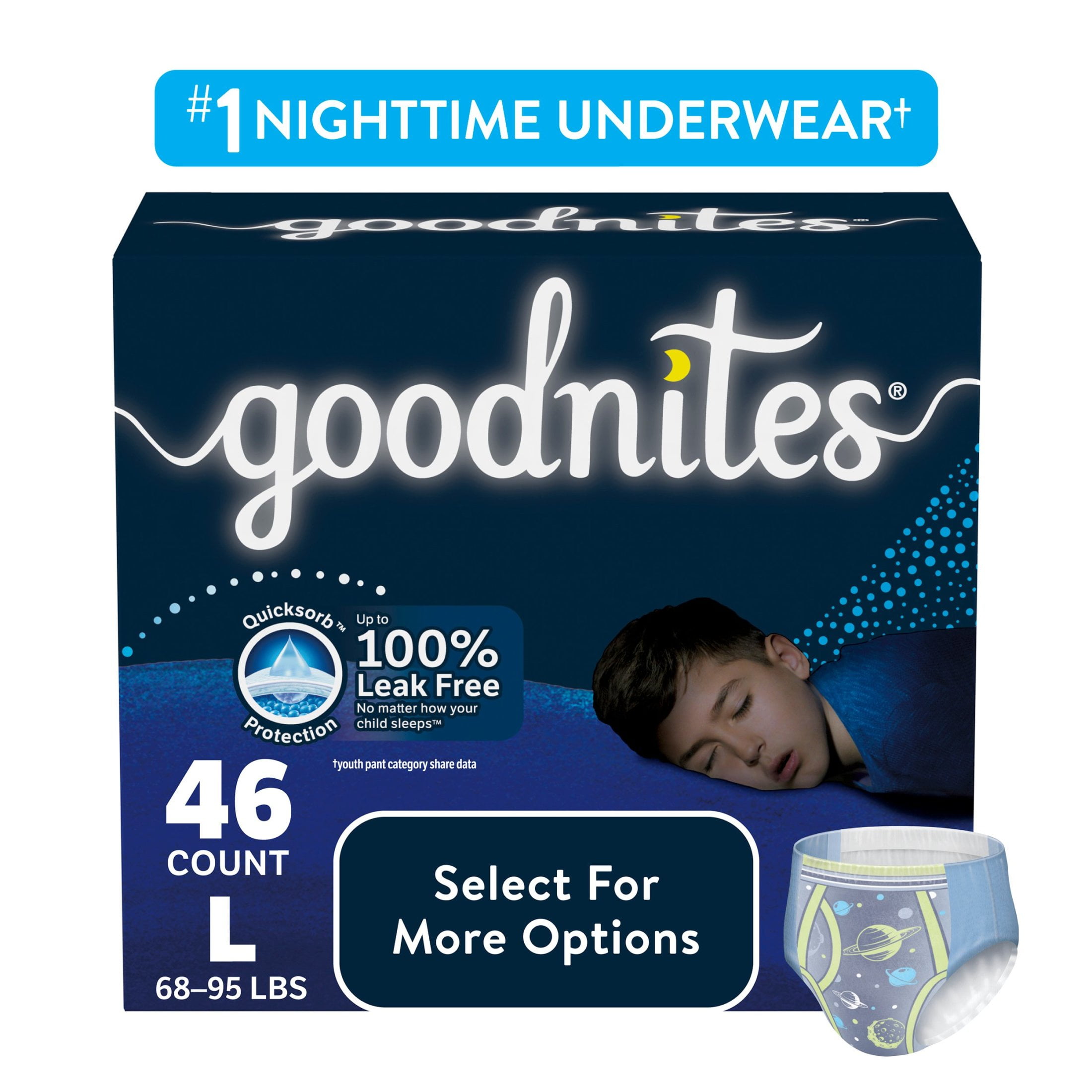 Goodnites Bedwetting Underwear for Boys, L (68-95 lbs), 46 Ct (Select ...