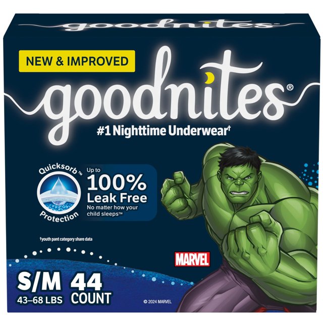 Goodnites Boys' Nighttime Bedwetting Underwear, Size S/M (43-68 lbs ...