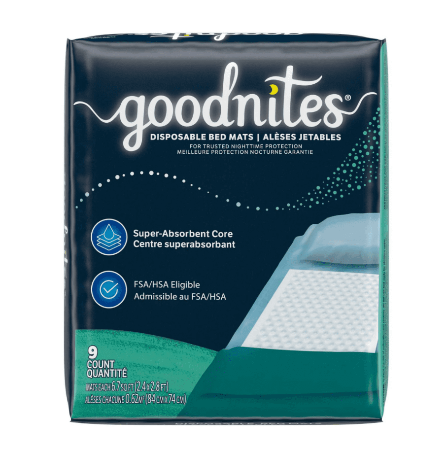 Goodnites Disposable Bed Pads for Bedwetting, 2.4 x 2.8 ft, 9 Ct ...