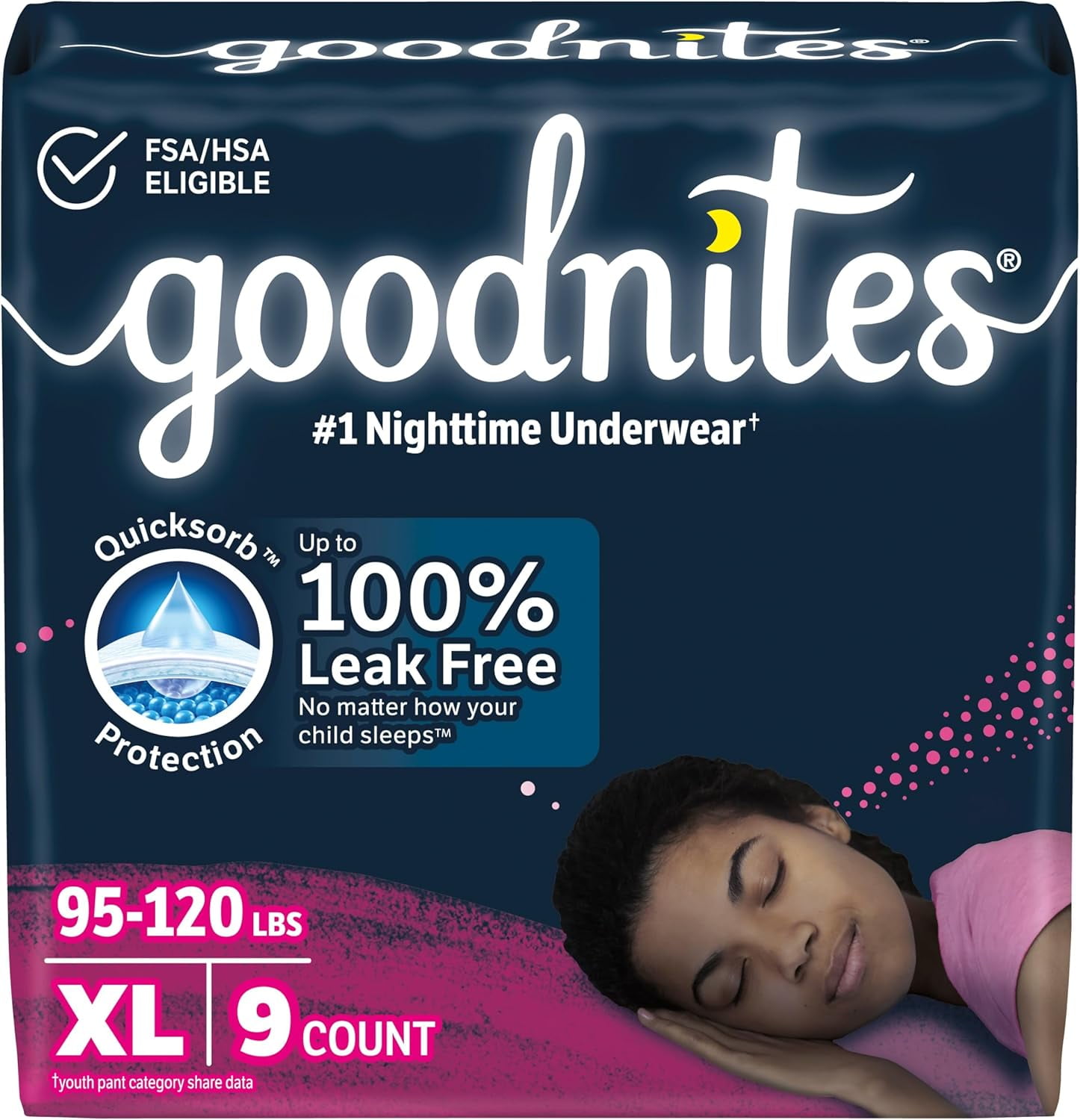 Goodnites Girls' Nighttime Bedwetting Underwear, Size Extra Large (95 ...