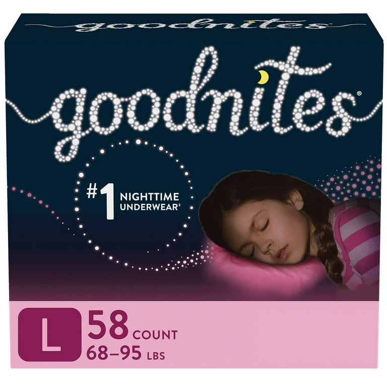 Goodnites Nighttime Bedwetting Underwear Girls Large 68 95 lb 58 Count