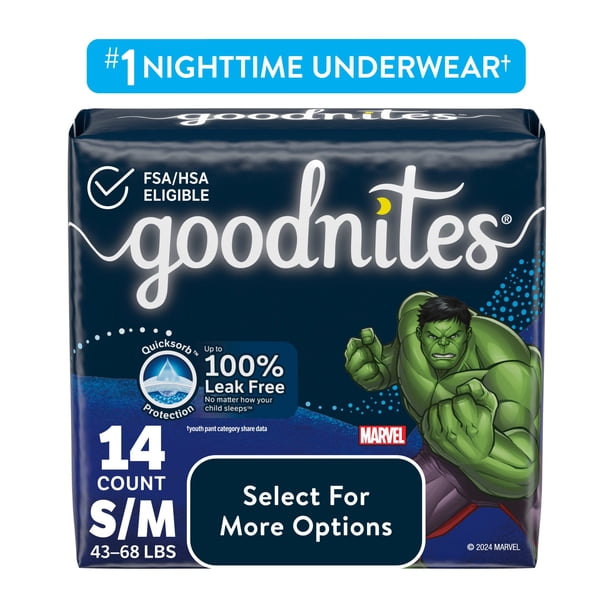Goodnites Bedwetting Underwear for Boys, S/M (43-68 lbs), 14 Ct (Select ...